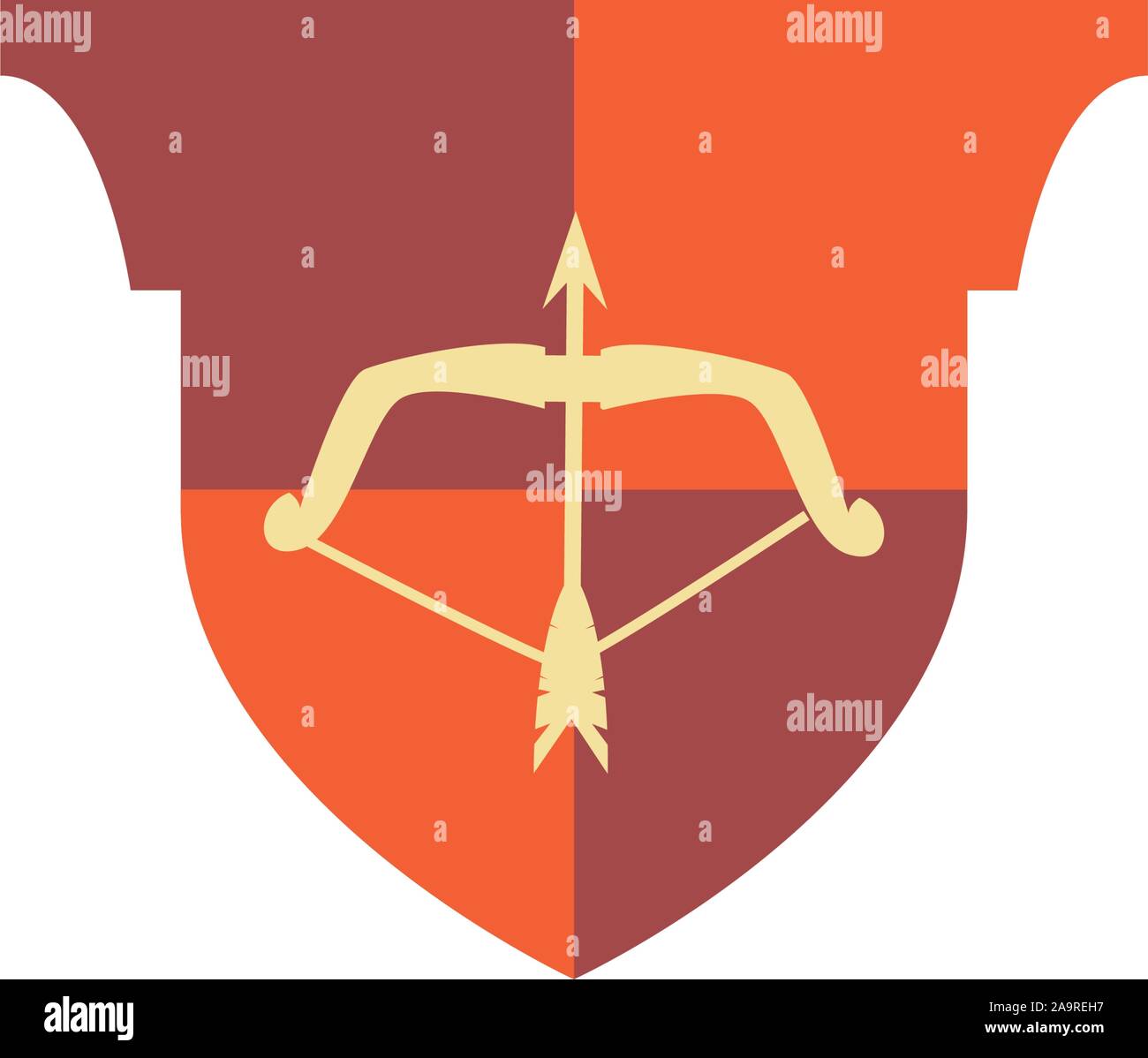 shield arrow bow ornate antique medieval flat design vector ...