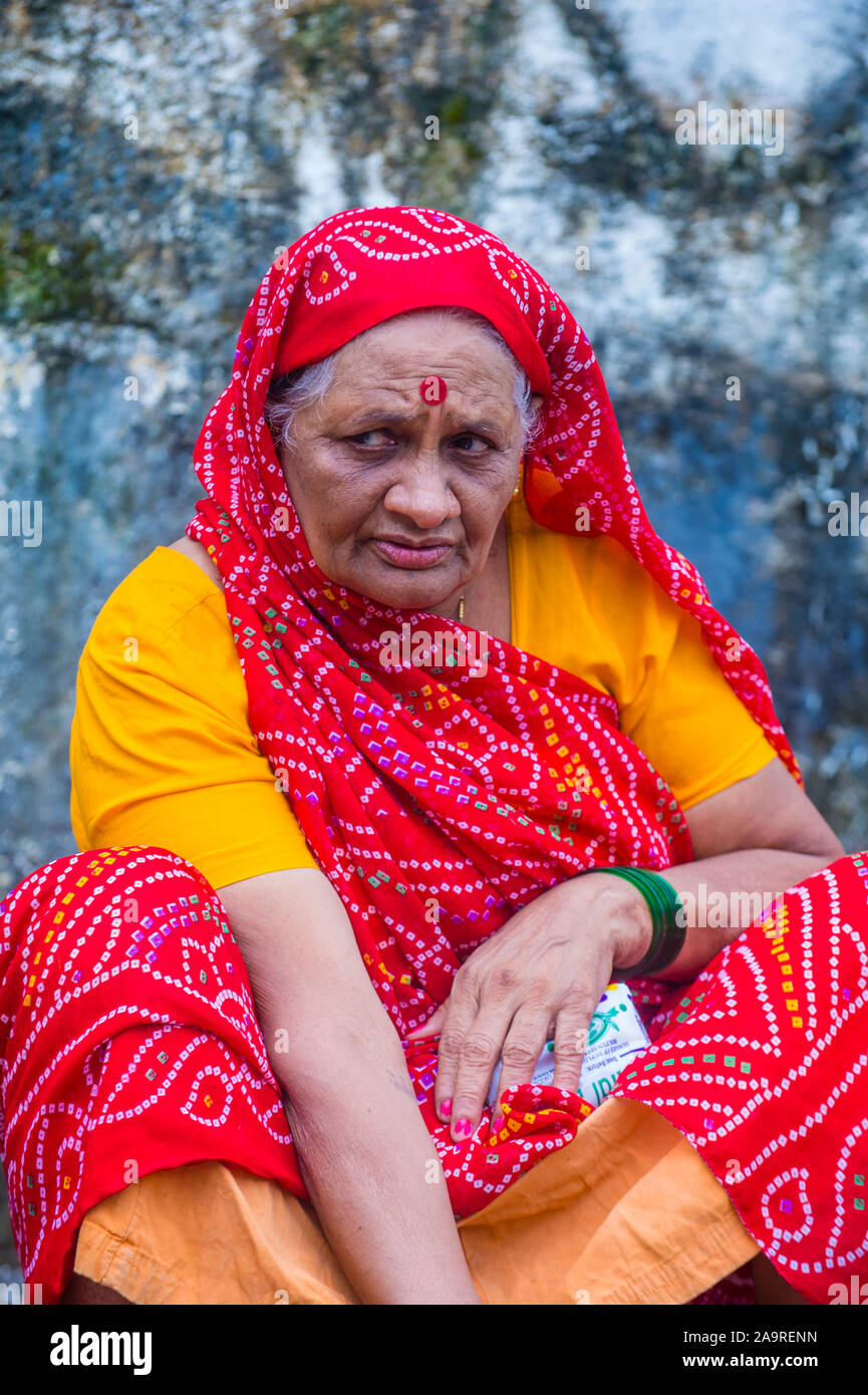 MUMBAI , INDIA - AUG 26 : Indian woman at Banganga Tank in Mumbai India ...