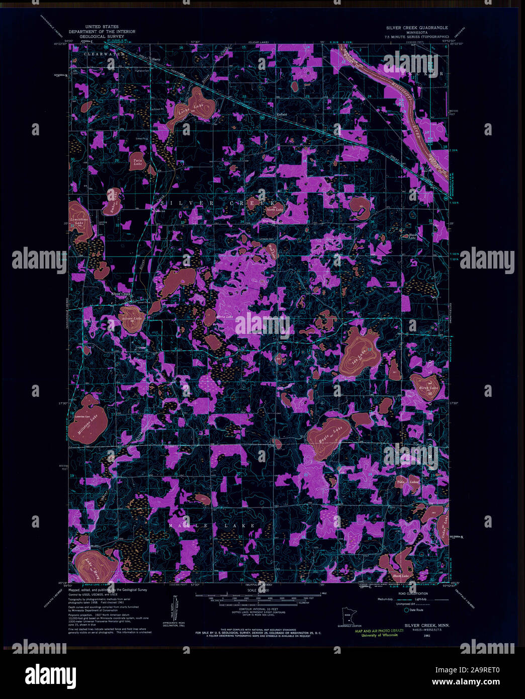 USGS TOPO Map MInnesota MN Silver Creek 505819 1961 24000 Inverted ...