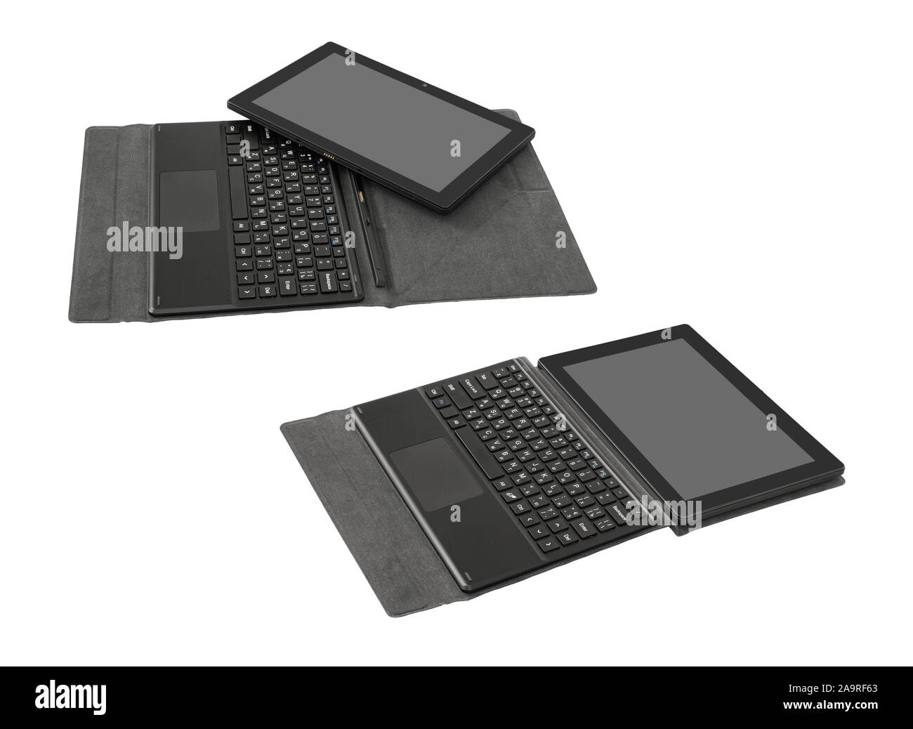 Tablet PC and keyboard. Isolated on white background Stock Photo - Alamy