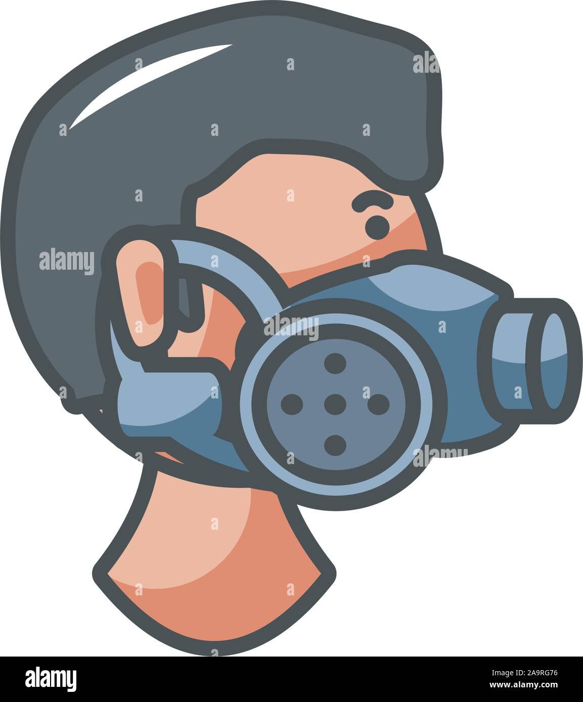 worker respirator mask industrial protection safety fill vector ...