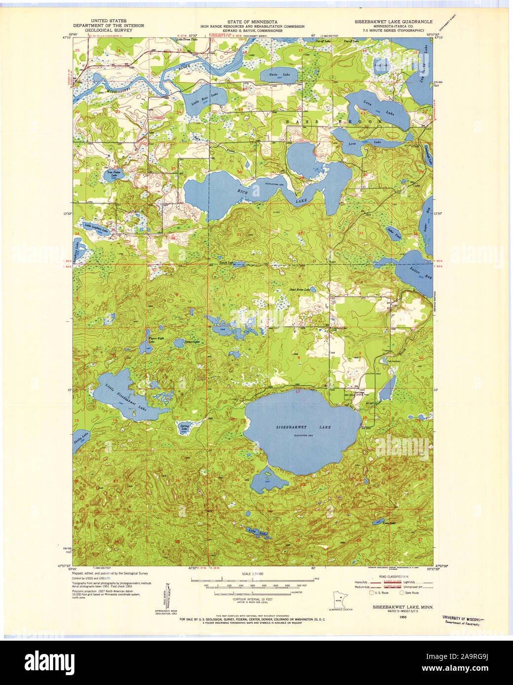 USGS TOPO Map MInnesota MN Siseebakwet Lake 505831 1953 24000 ...