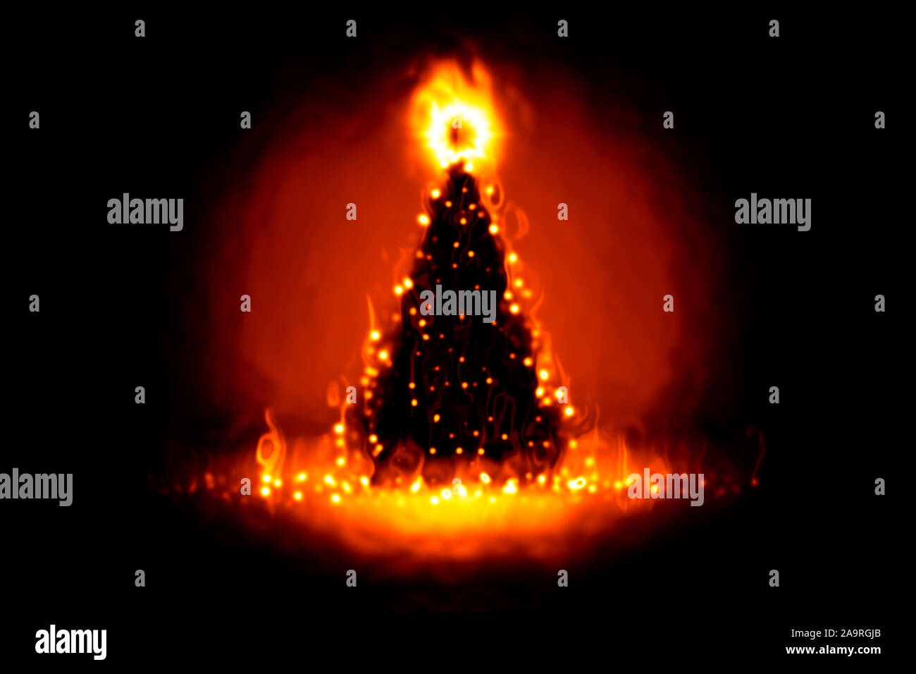 An image of a christmas on fire background Stock Photo - Alamy