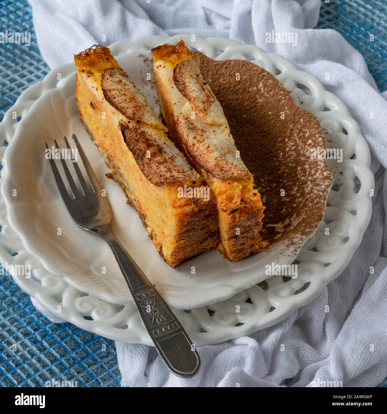 Healthy homemade sliced apple carrot cake with rice flour, gluten free ...