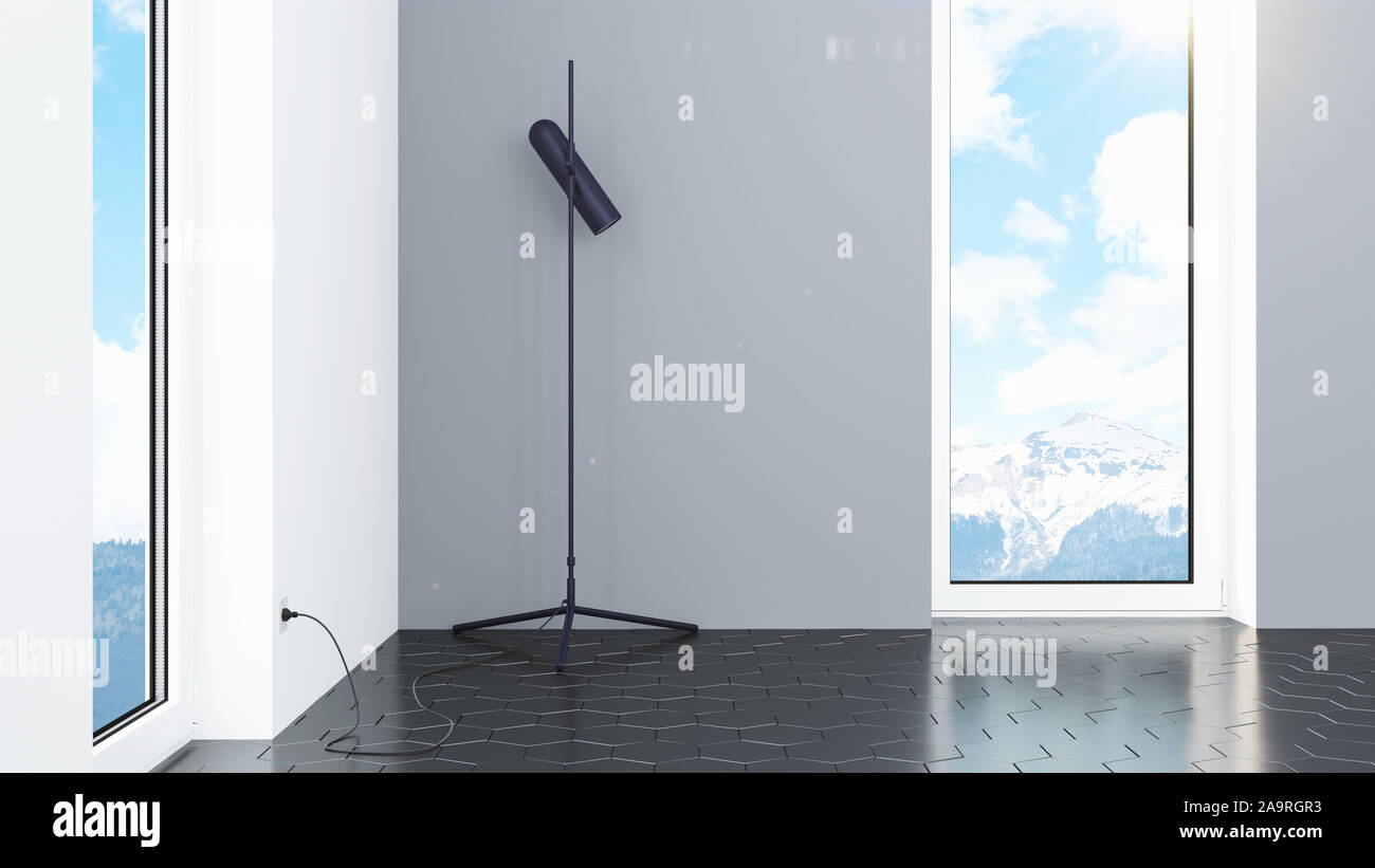 Modern design living room interior with beautiful view . 3D rendering ...