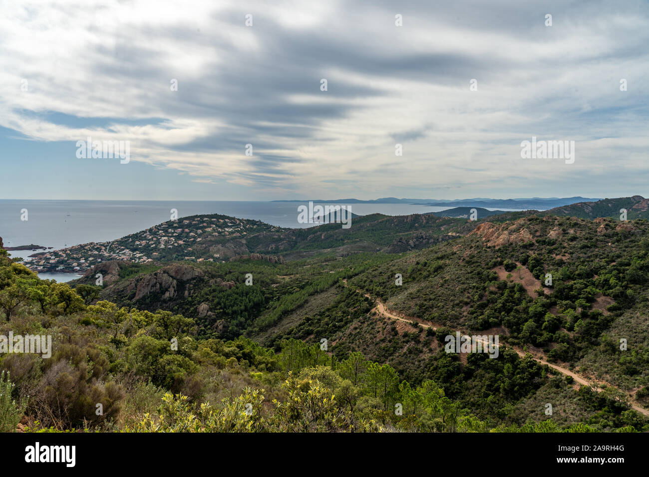 cap roux hiking trail In the red rocks of the Esterel mountains with ...