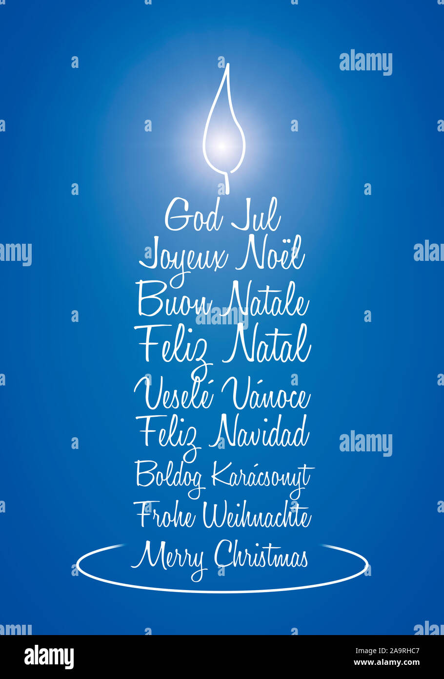 An image of a nice blue christmas greeting candle Stock Photo - Alamy