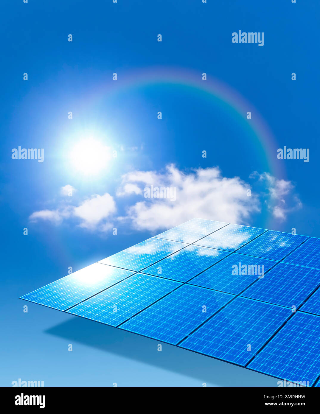 An image of a nice solar panel with a rainbow Stock Photo - Alamy