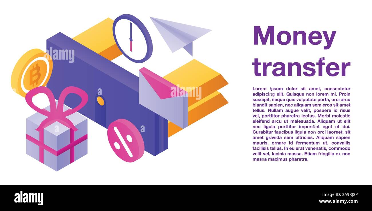 Money transfer concept banner, isometric style Stock Vector Image & Art ...