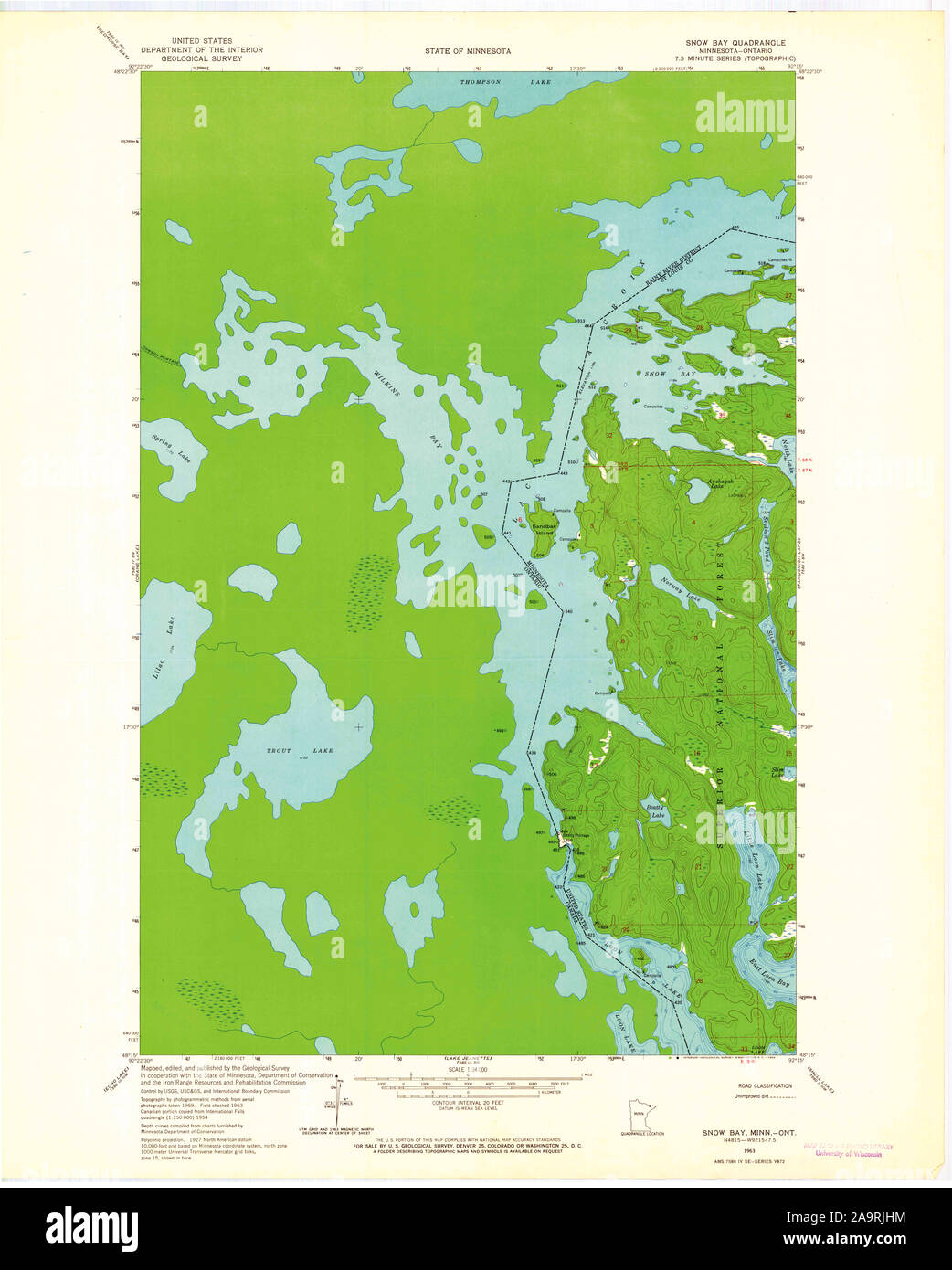 USGS TOPO Map MInnesota MN Snow Bay 505850 1963 24000 Restoration Stock ...