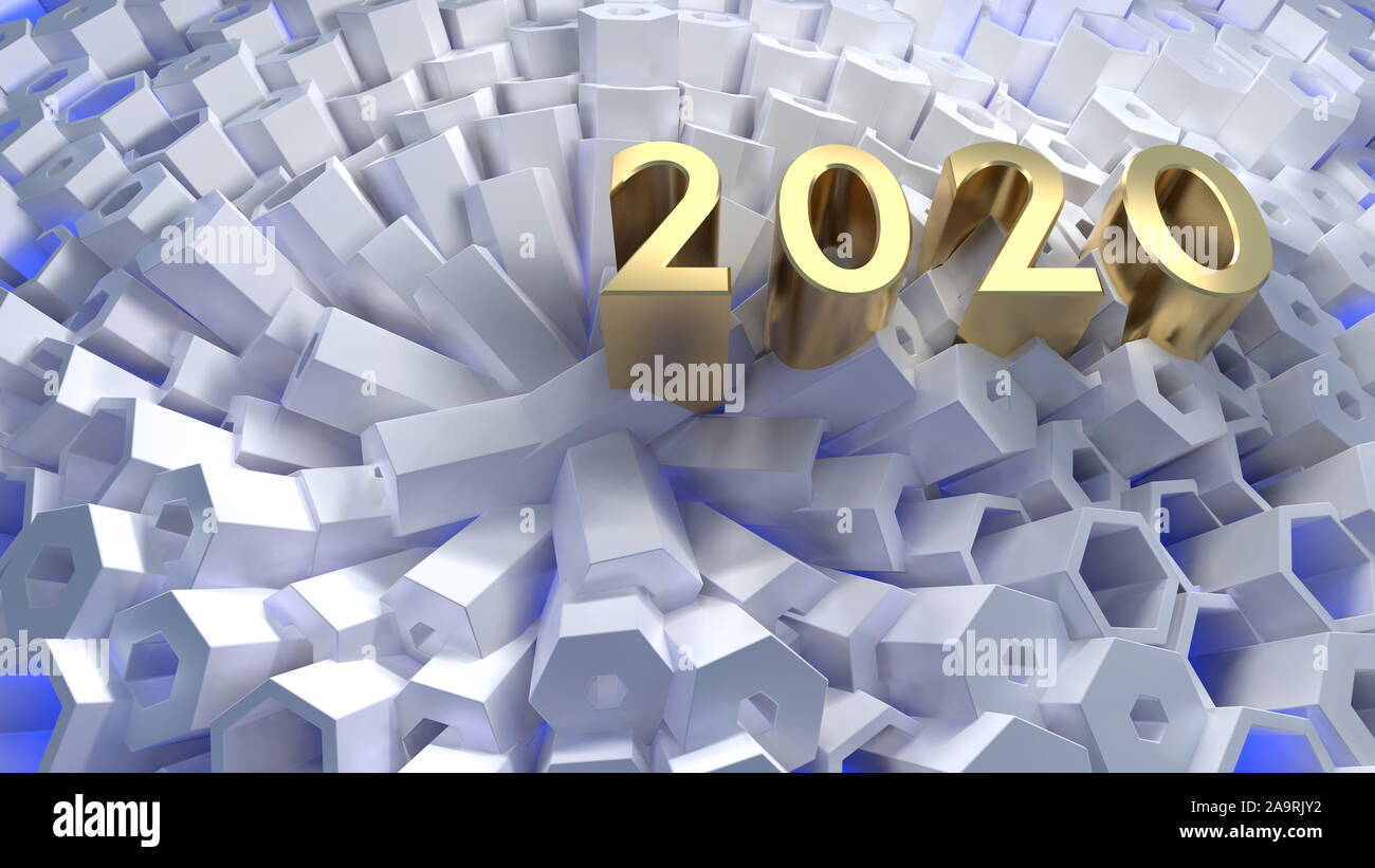 Happy New Year Banner with 2020 Numbers lettering made by Gold on ...