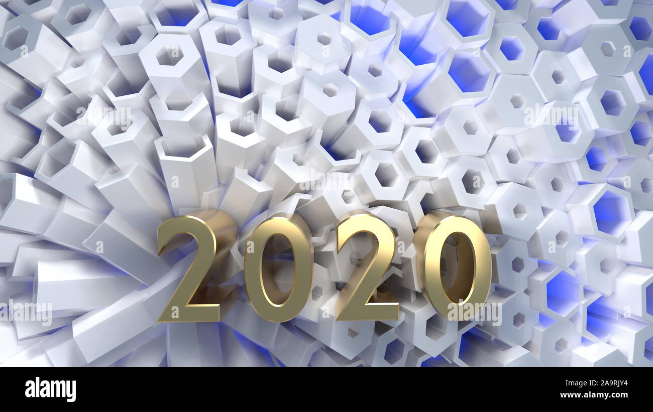 Happy New Year Banner with 2020 Numbers lettering made by Gold on ...