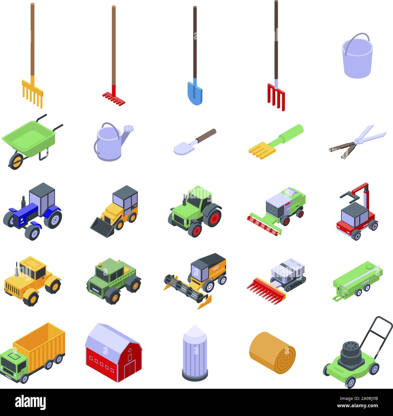 Farming equipment icons set, isometric style Stock Vector Image & Art ...