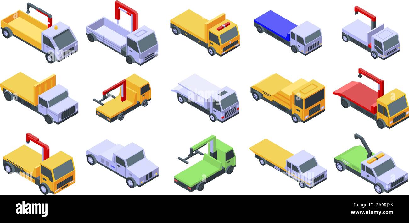 Tow truck icons set, isometric style Stock Vector Image & Art - Alamy