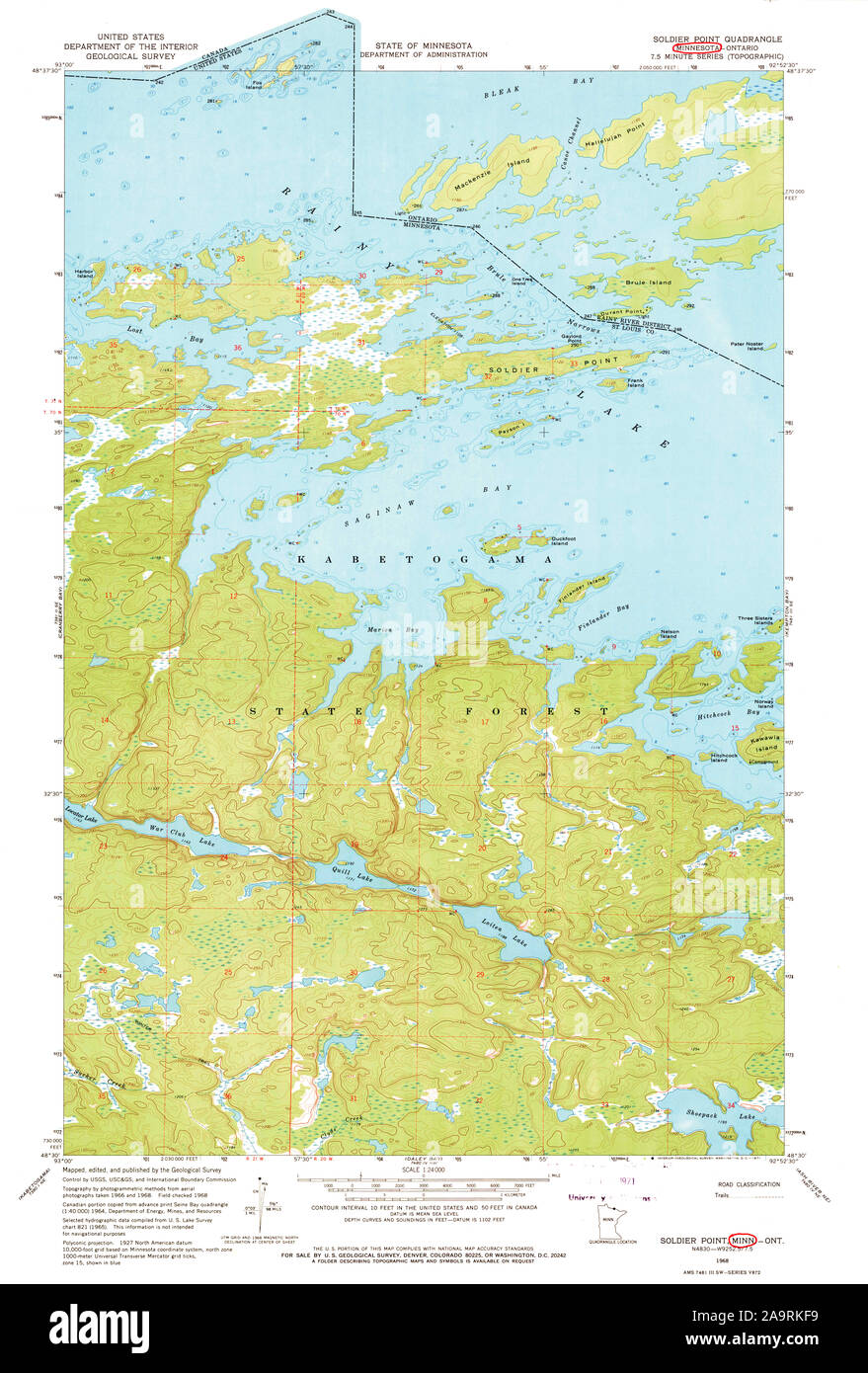 USGS TOPO Map MInnesota MN Soldier Point 505855 1968 24000 Restoration ...