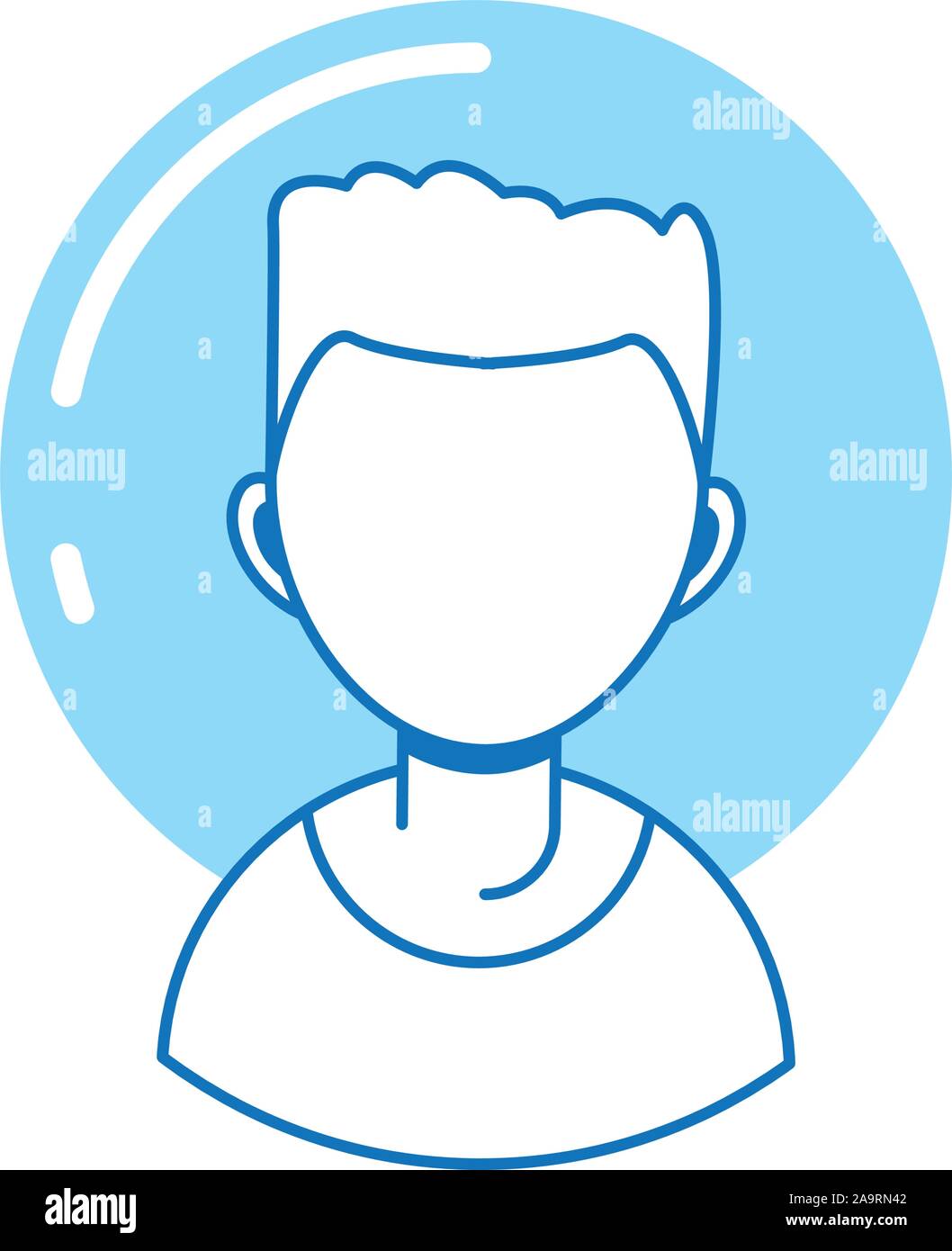 young guy avatar , person line fill vector illustration blue design ...
