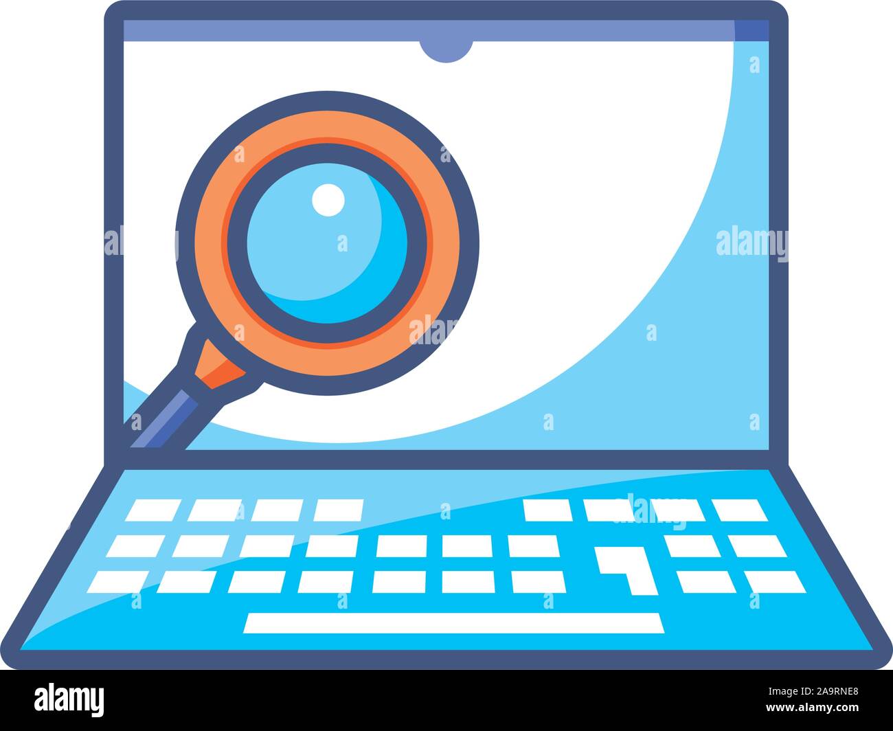 laptop magnifying glass research fill style icon vector illustration ...