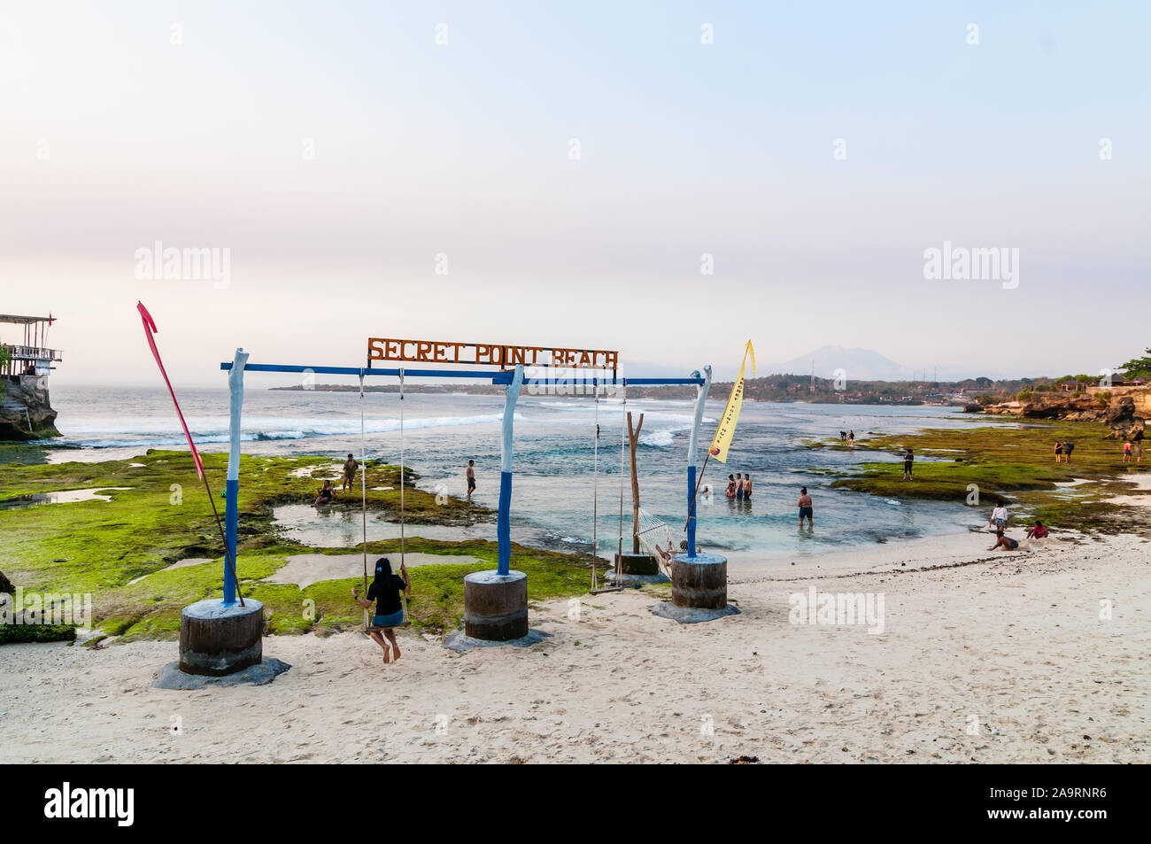 people playing, beach, secret point beach, Nusa Ceningan, Bali ...