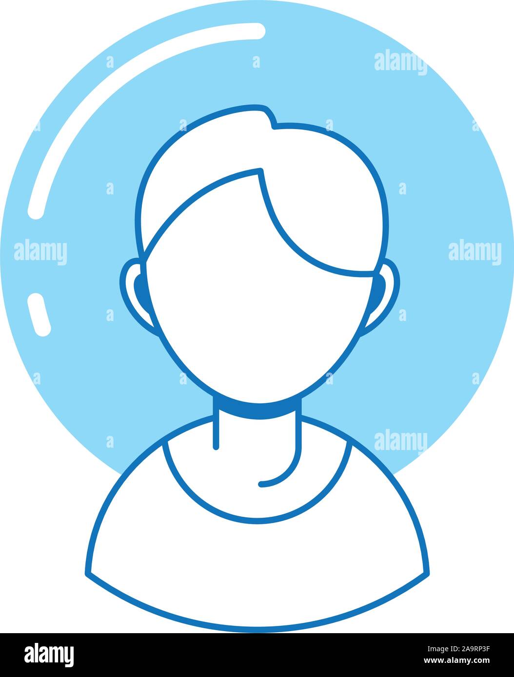 young guy avatar , person line fill vector illustration blue design ...