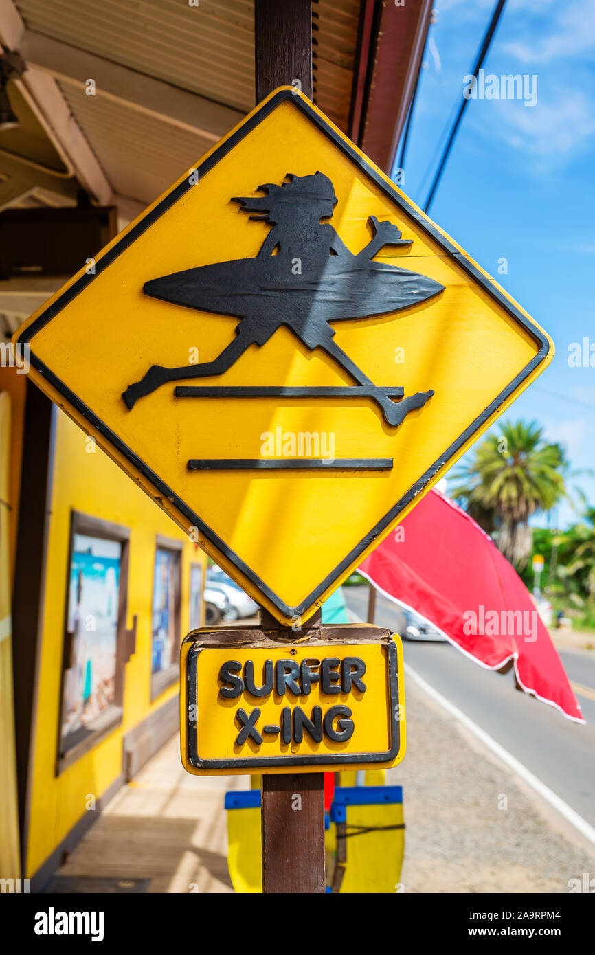 picture of an unique street sign in Haleiwa, Oahu, Hawaii Stock Photo ...