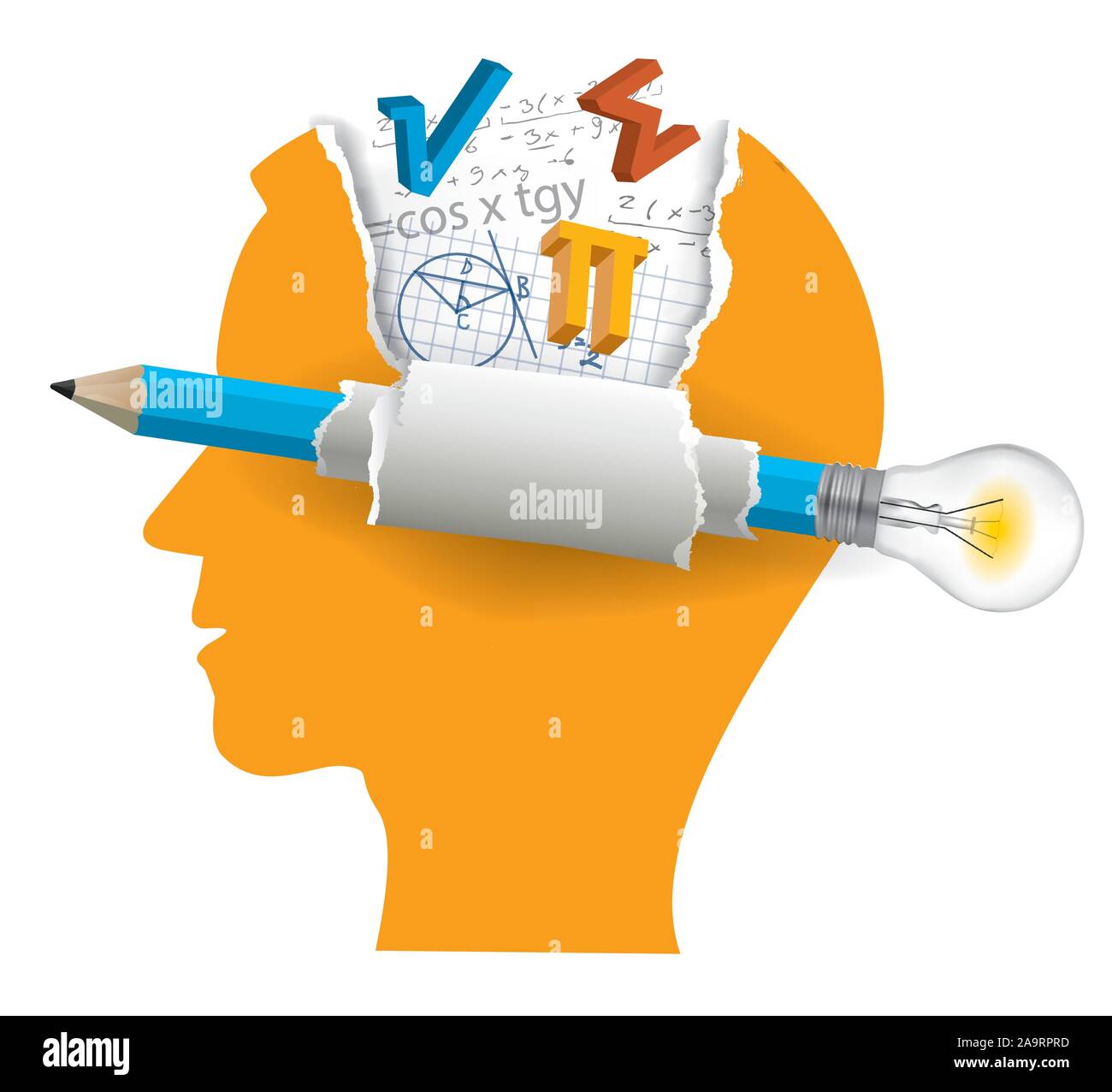 Smart solutions, Student of mathematics. Stylized Male Head silhouette ...