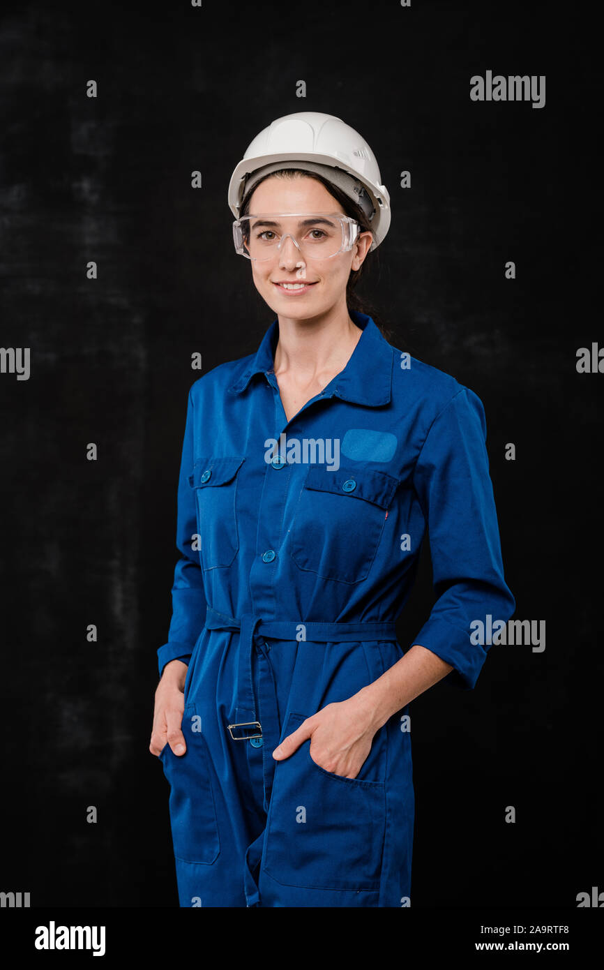 Coveralls blue overalls cap hi-res stock photography and images - Alamy