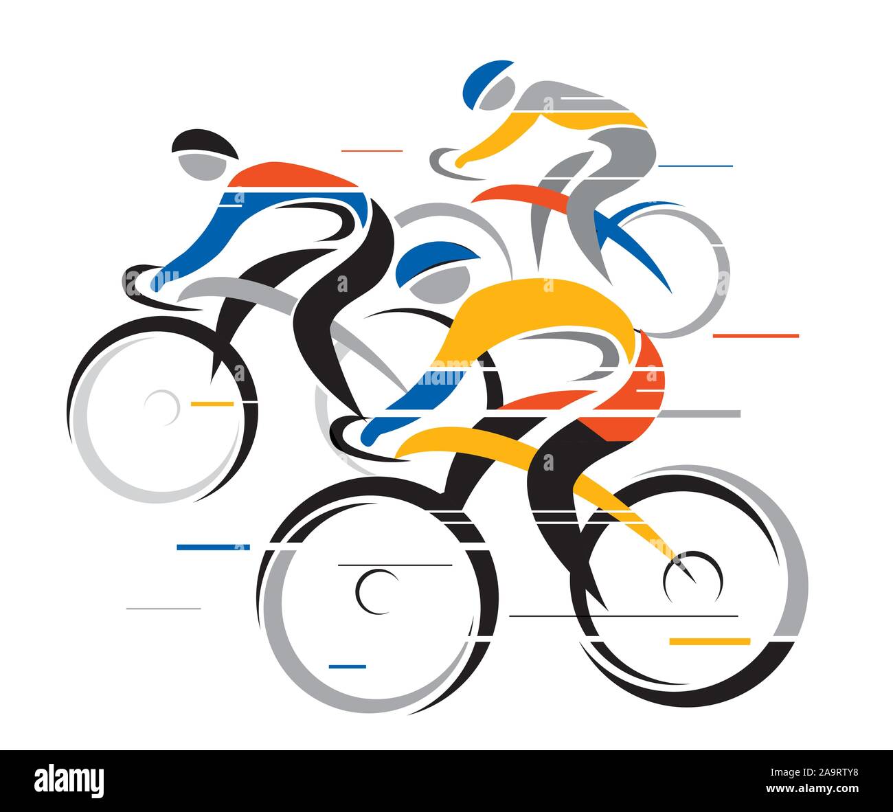 Road cycling racer. Colorful stylized illustration of cyclists.Isolated ...