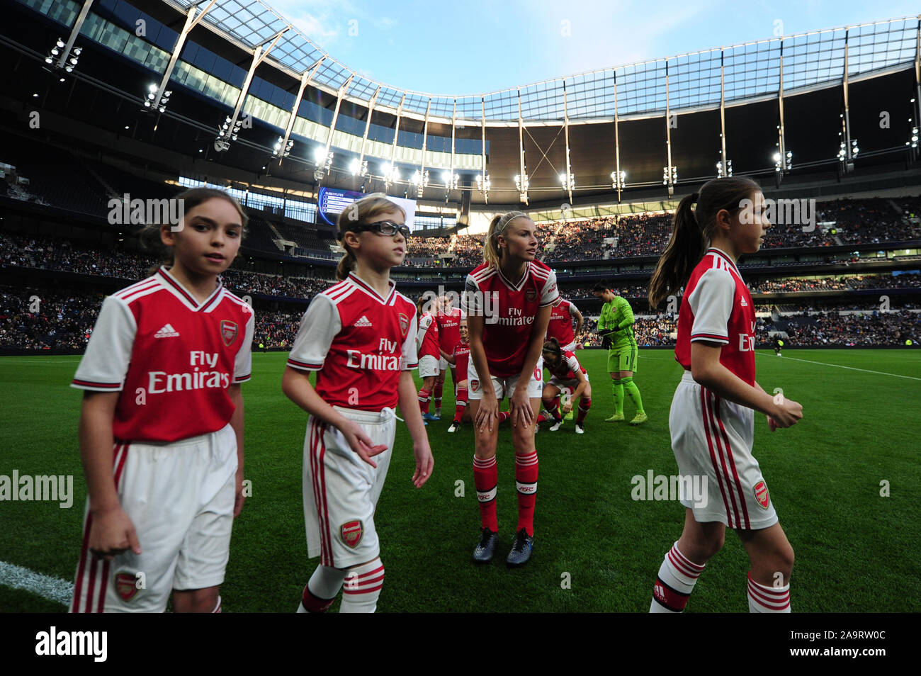 Arsenal's Leah Williamson talks to the mascots before the FA Women's ...