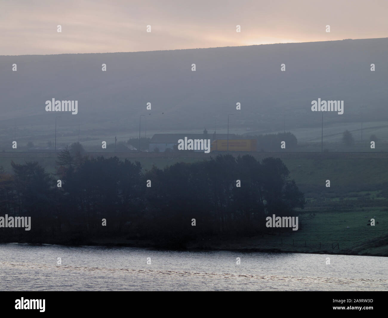 Stott Hall Farm across Booth Wood Reservoir from pub on A672 Ripponden ...
