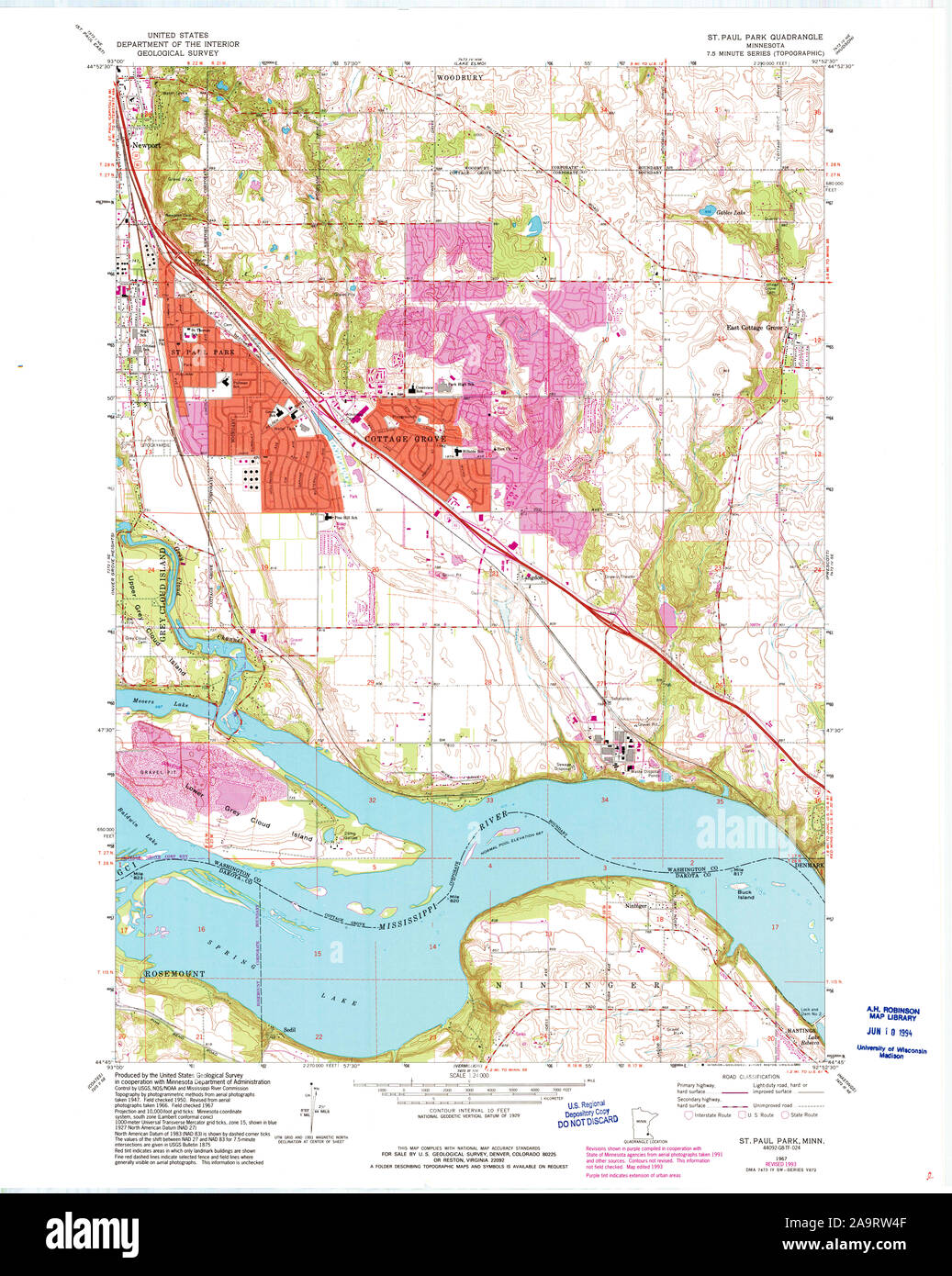 USGS TOPO Map MInnesota MN St Paul Park 505724 1967 24000 Restoration ...