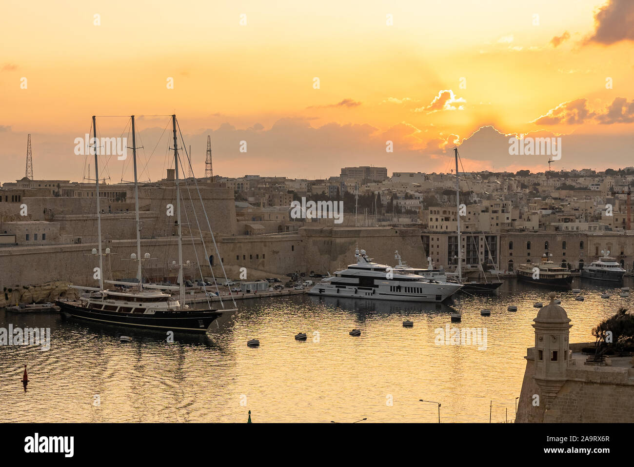 view on the old city center of valetta on malta island Stock Photo - Alamy