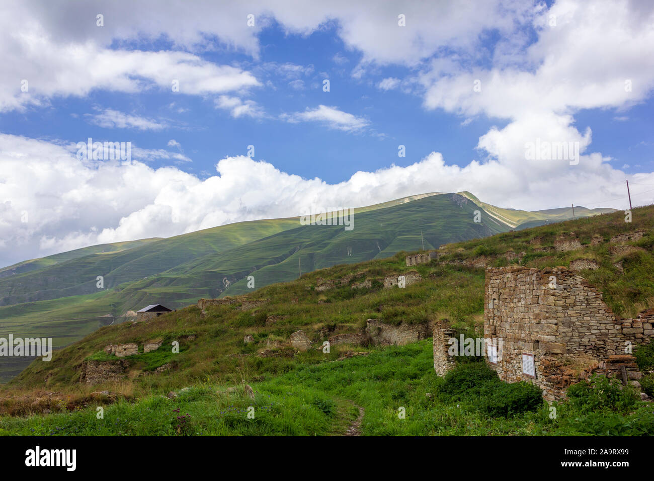 Ruins of medieval fortress. Outskirts of Khoy village which located on ...