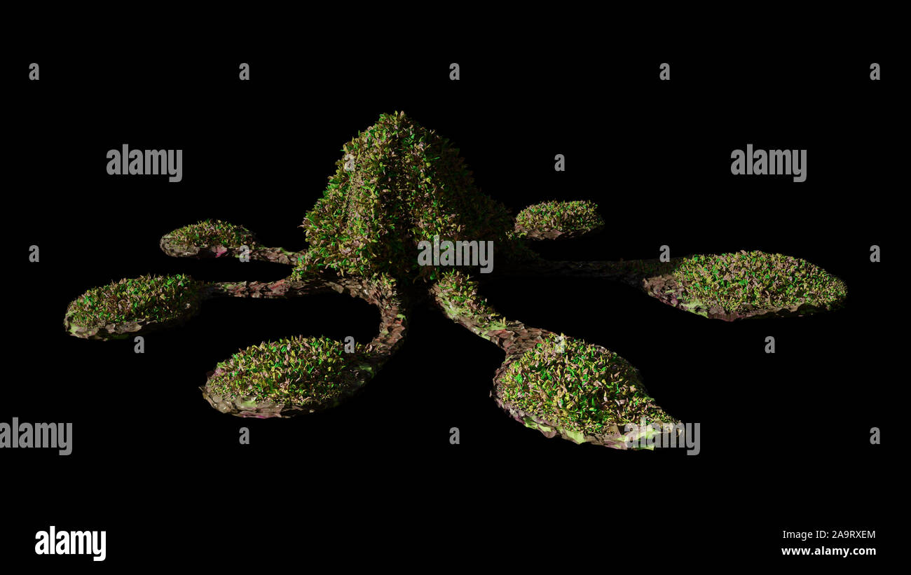 alien plant, extraterrestrial world flora isolated on black background ...