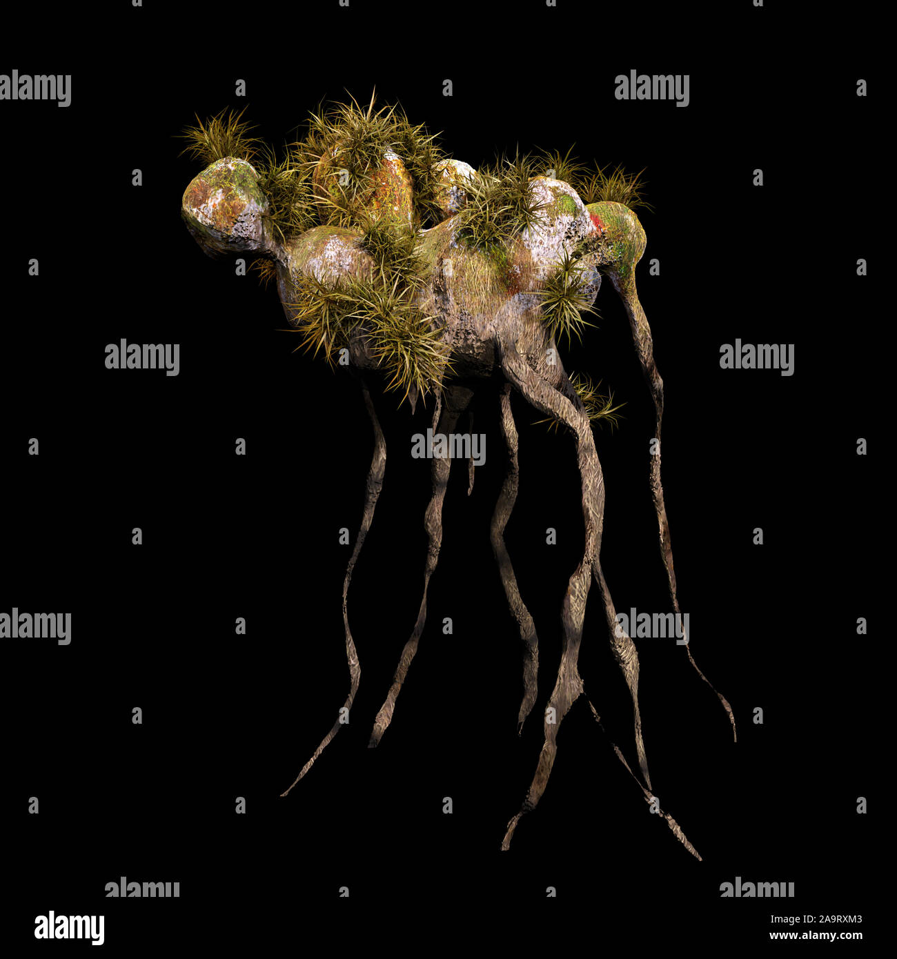 alien plant, extraterrestrial nature isolated on black background Stock ...