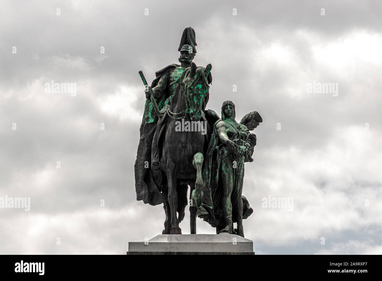 Full front view of the monumental statue of Emperor William I Stock ...