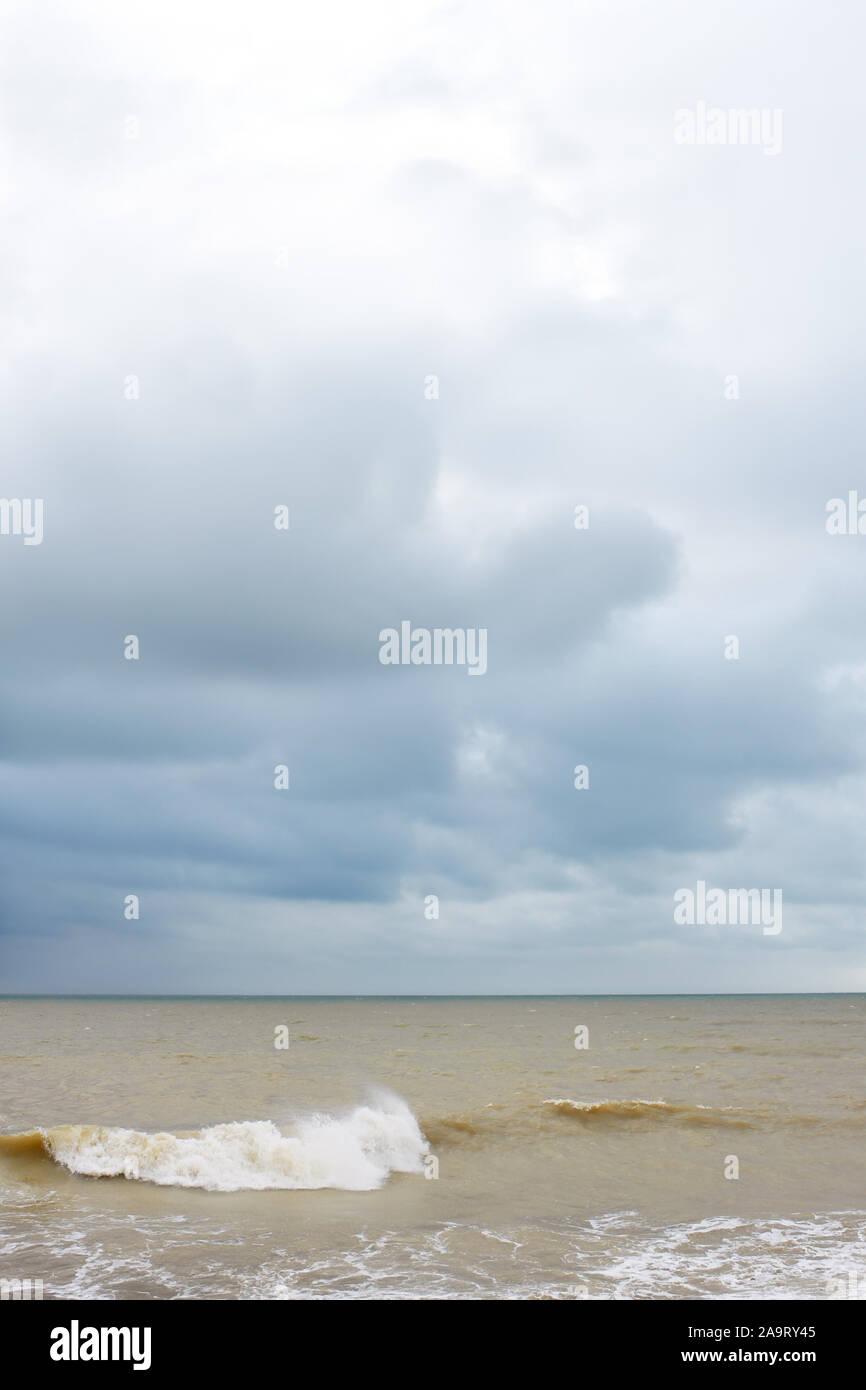 Sea surface after the storm. Coastal sea water contaminated dredged ...