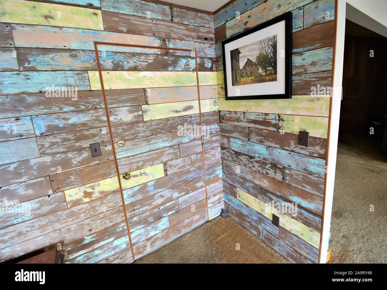 Hand scrapped wall in home which covers walls and a doorway with ...