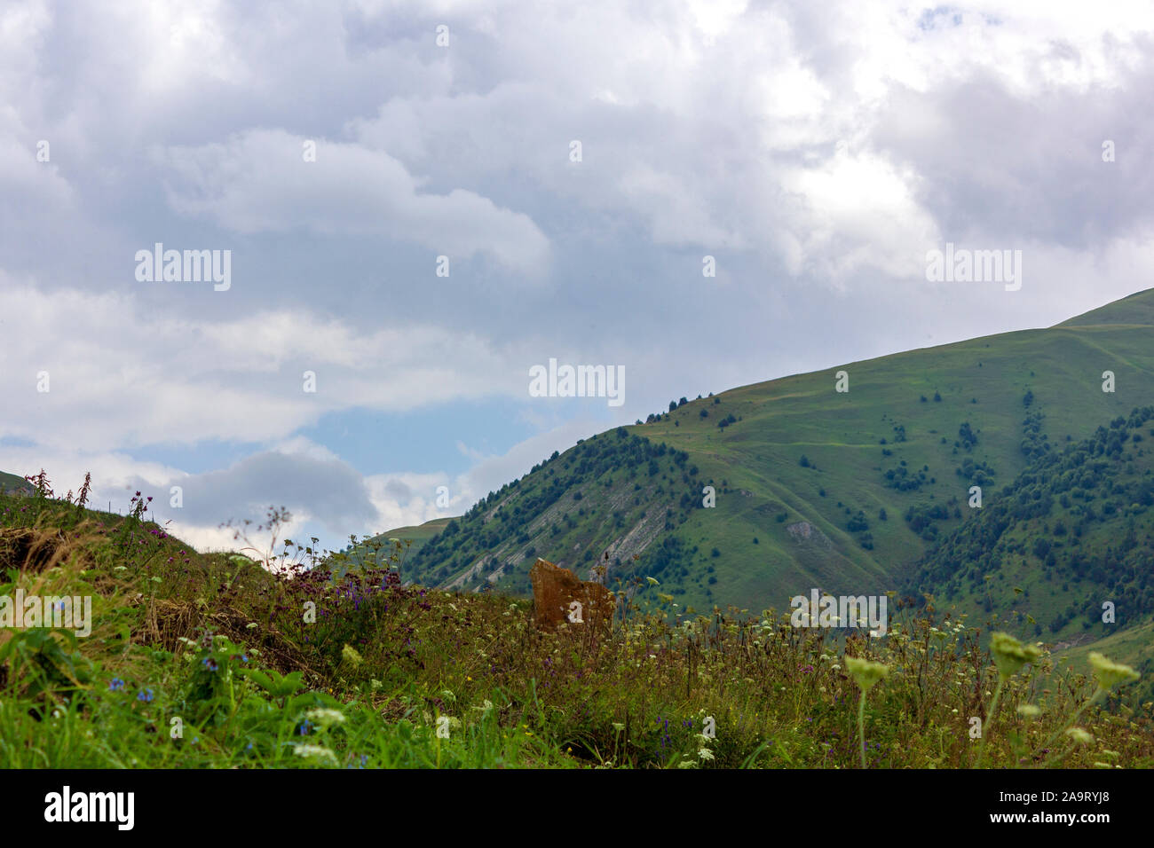 Khoy village which located on the bank of Ahkhete river. Chechnya ...