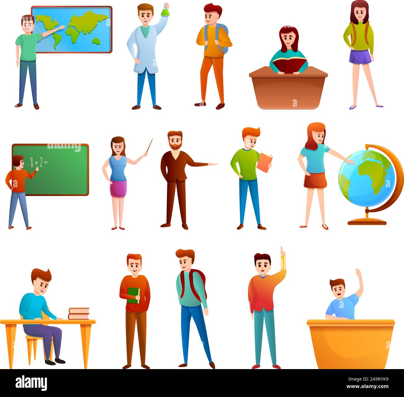 Lesson icons set. Cartoon set of lesson vector icons for web design ...