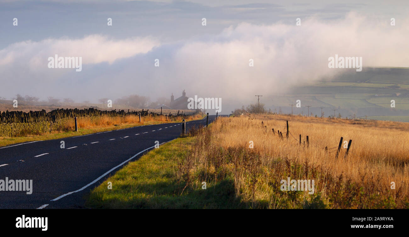 Farmhouse at the junction of B6114 Saddleworth Road and New Lane ...