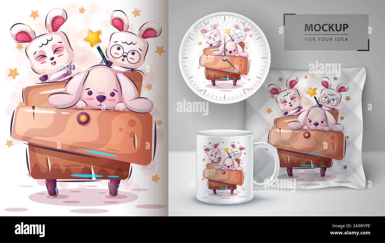 Cute rabbit poster and merchandising Stock Vector Image & Art - Alamy