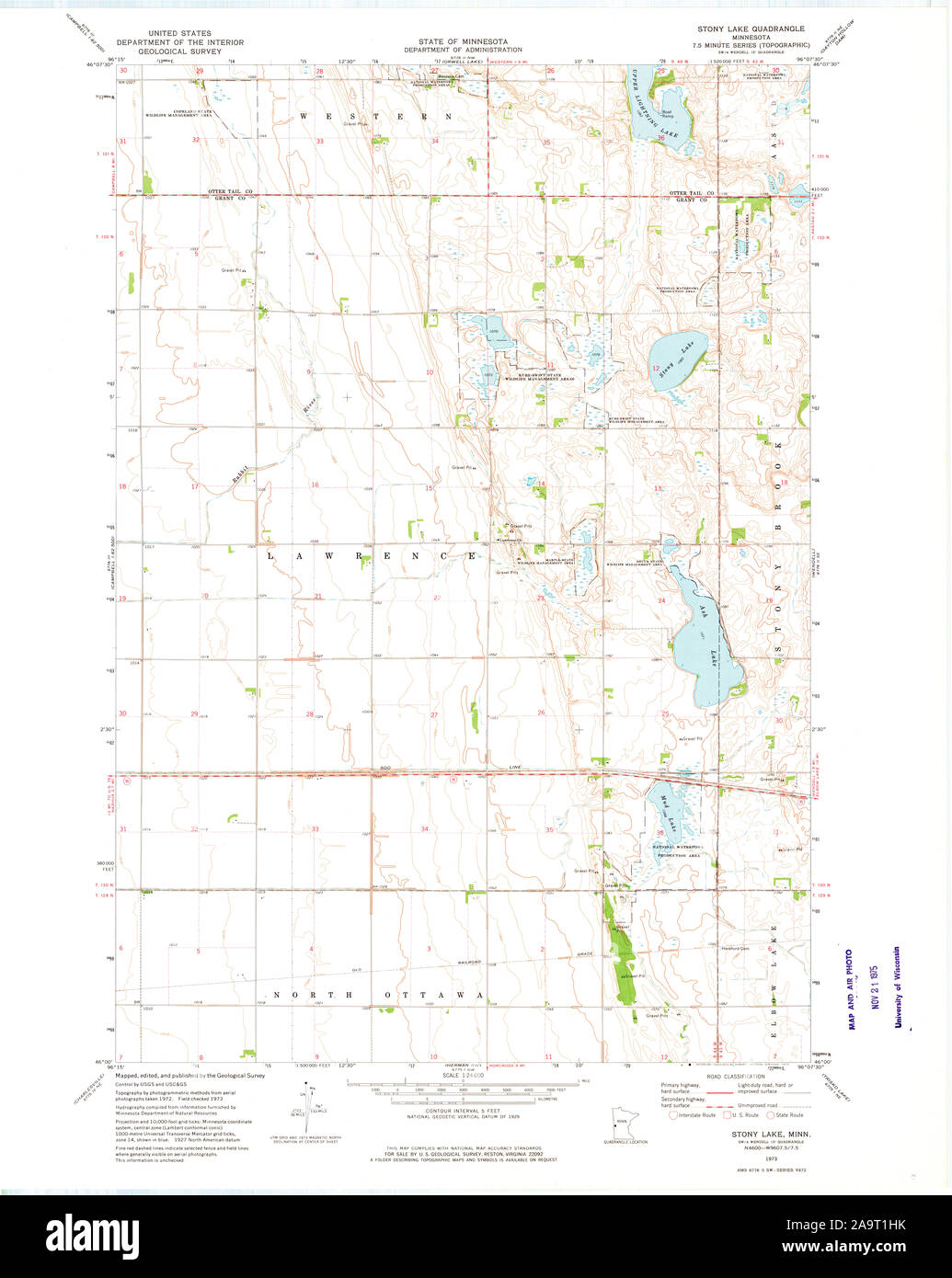 USGS TOPO Map MInnesota MN Stony Lake 505923 1973 24000 Restoration ...