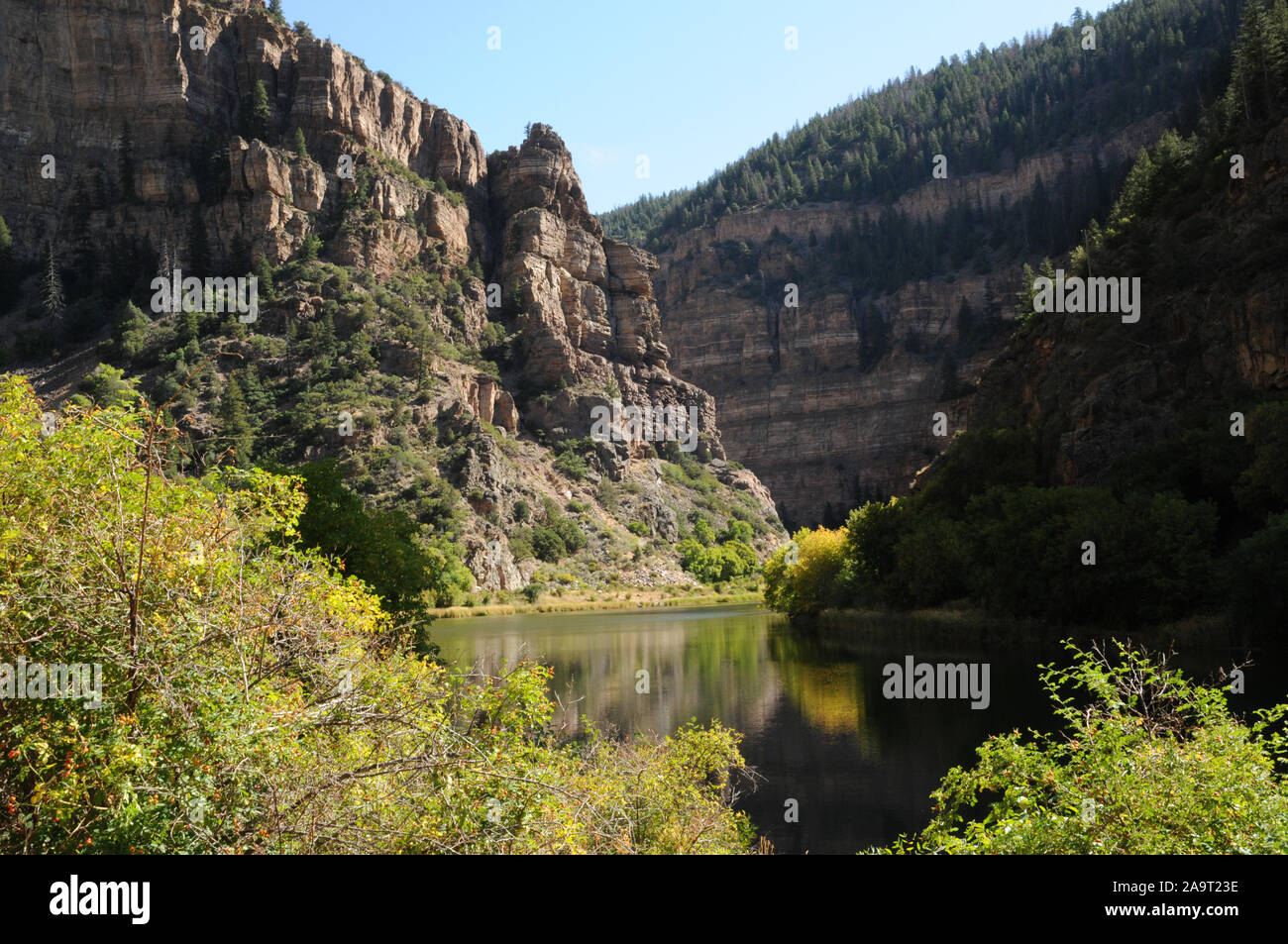 The Colorado River at Glenwood Canyon near the start of the famous ...