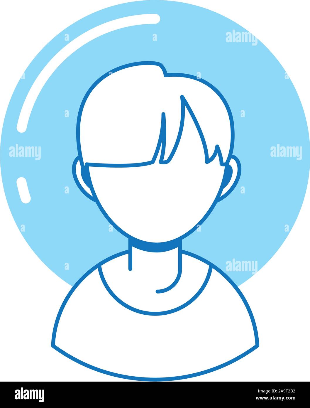 young guy avatar , person line fill vector illustration blue design ...