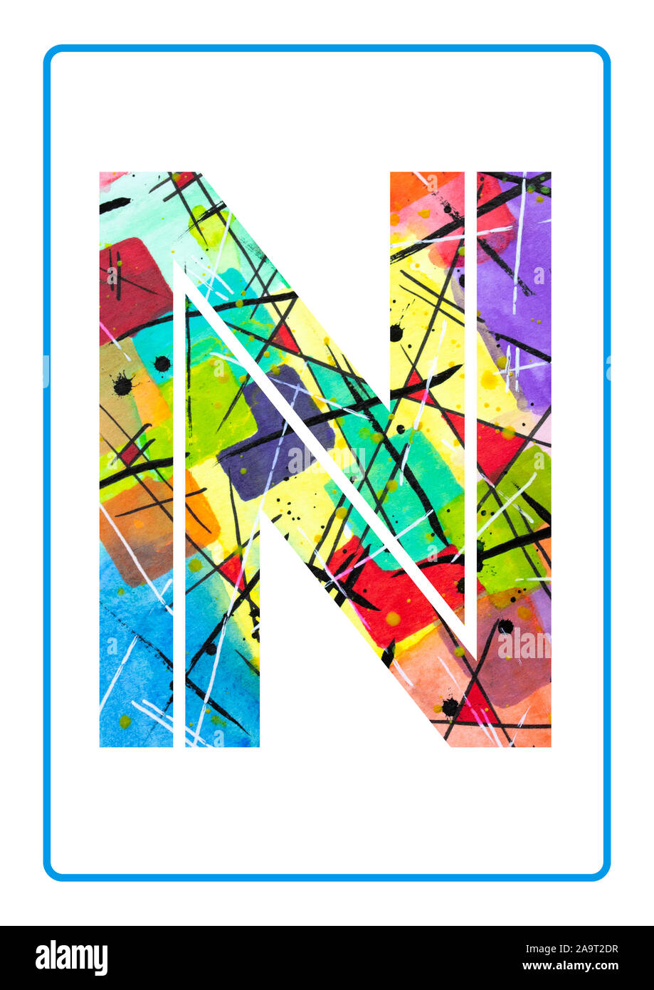 Abstract Painting Watercolor Typography Letter N Stock Photo - Alamy