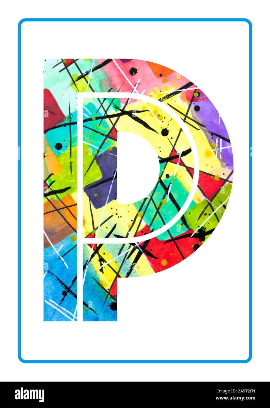 Abstract Painting Watercolor Typography Letter P Stock Photo - Alamy