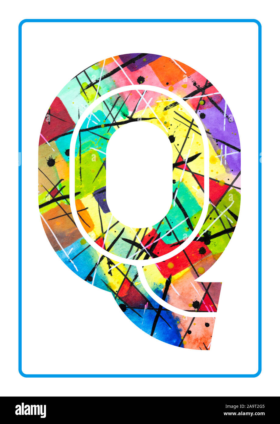 Abstract Painting Watercolor Typography Letter Q Stock Photo - Alamy