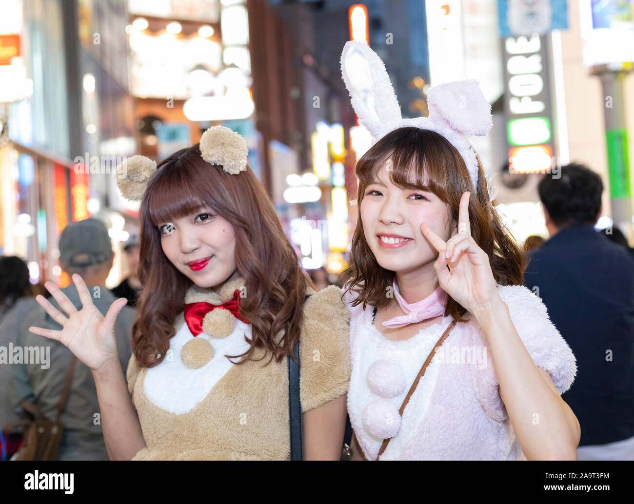 Tokyo, Japan - October 31st, 2018: Two young women wearing halloween ...