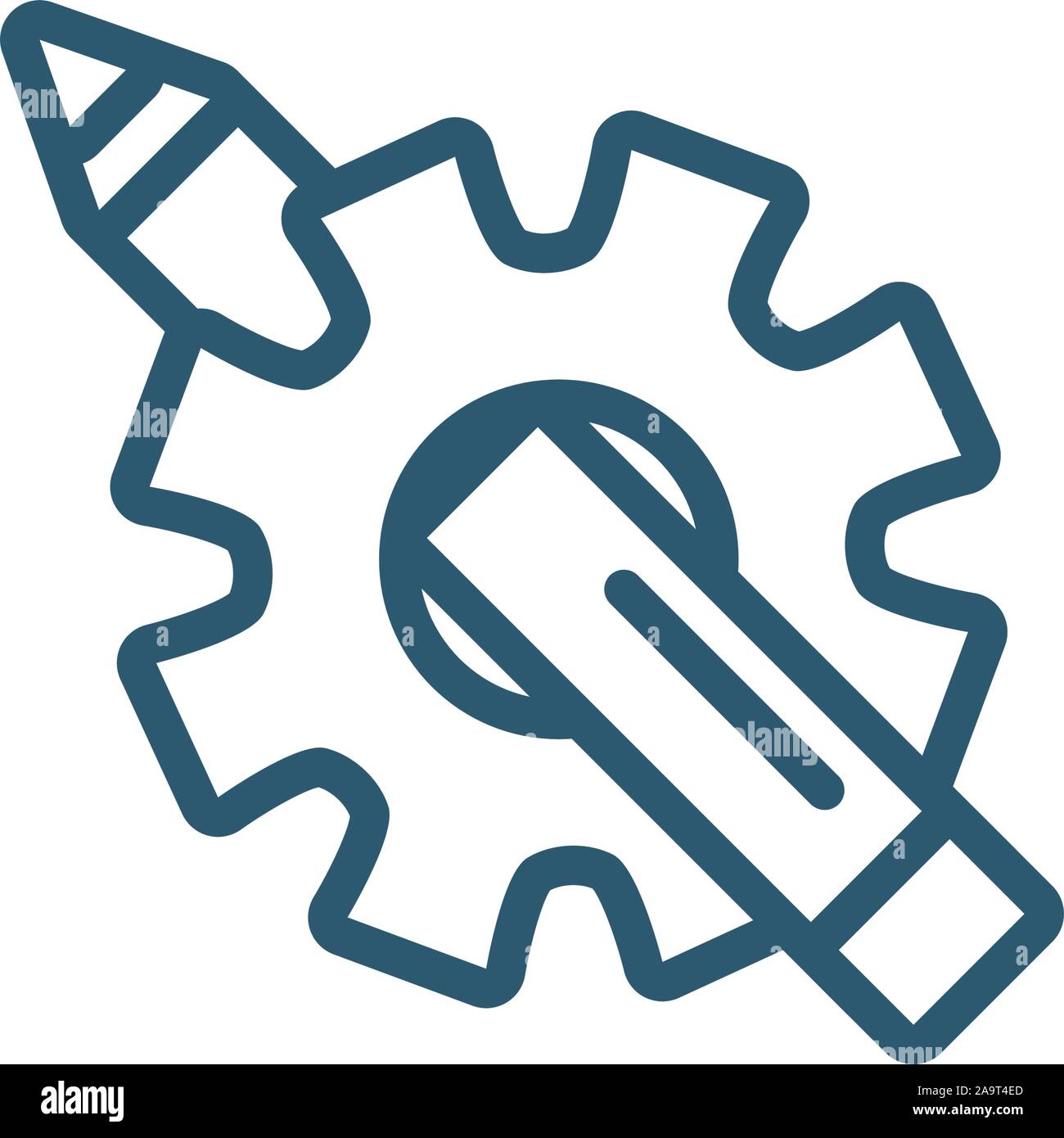 pen gear work research line style icon vector illustration Stock Vector ...