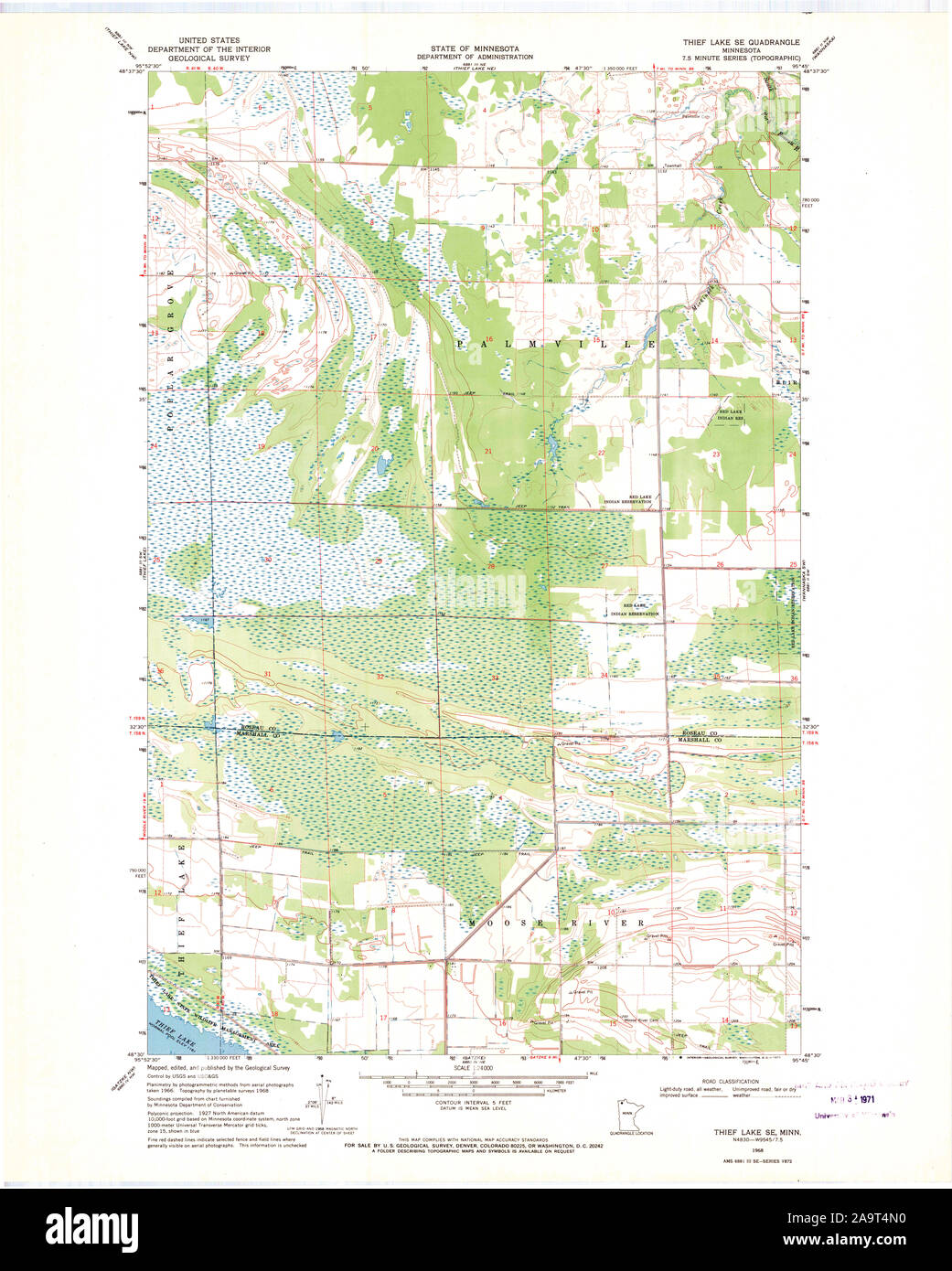 USGS TOPO Map MInnesota MN Thief Lake SE 505969 1968 24000 Restoration ...